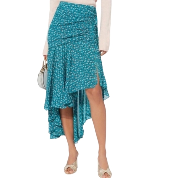 Veronica Beard | Skirts | Veronica Beard Sevilla Aqua Blue Floral Asymmetrical Skirt | Poshmark
